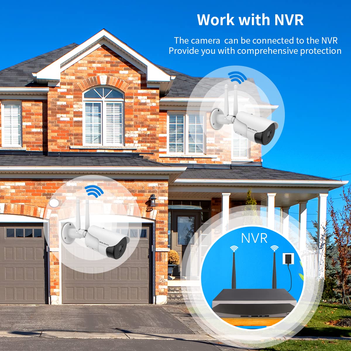 WEILAILIFE (3.0MP & 2-Way Audio)Dual Antennas Security Wireless Camera Outdoor, 2K WiFi Home IP Bullet Exterior Surveillance Camera