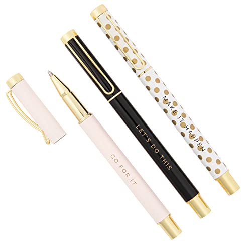 Sweet Water Decor Metal Inspirational Pen Set Inspirational Motivational Quotes Ballpoint Pen Chic Office Decor Gifts for Women Desk Supplies Accessories Gold Cute Pen Sets School Girly Cubicle Bosses