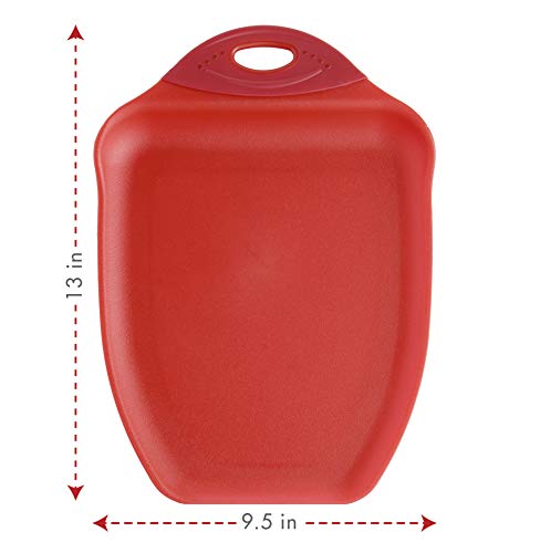 Dexas Chop & Scoop Cutting Board, 9.5 by 13 inches, Solid Red