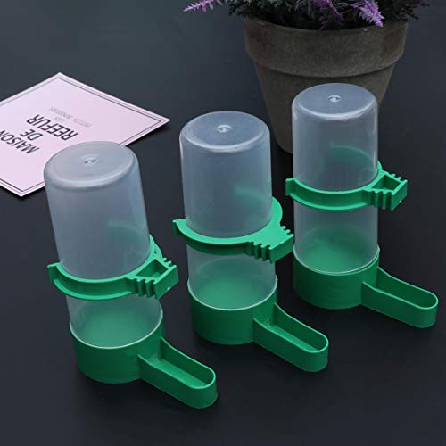 DOITOOL Parakeet Feeder 5PCS Bird Water Feeder- Reusable Bird Water Dispenser for Cage- Small Automatic Bird Feeder for Sparrow Chicken Parrots Quail Budgie Cockatiel Clear Container