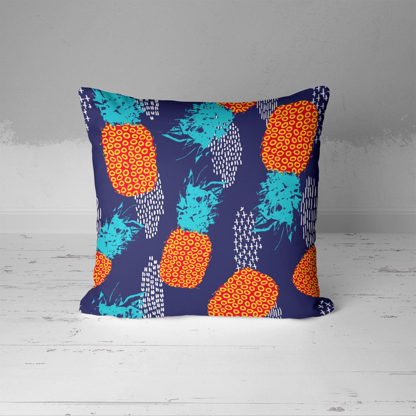 iiRov Summer Design Ink-Fuzed Decorative Throw Pillow - Retro Summer Pineapple v4