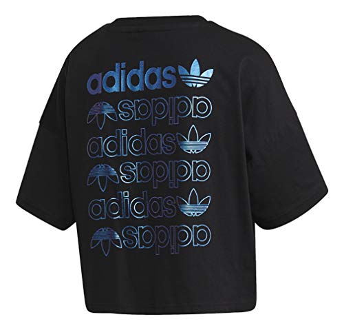 adidas Originals Women's Large Logo Tee Black/Team Royal Blue XX-Small