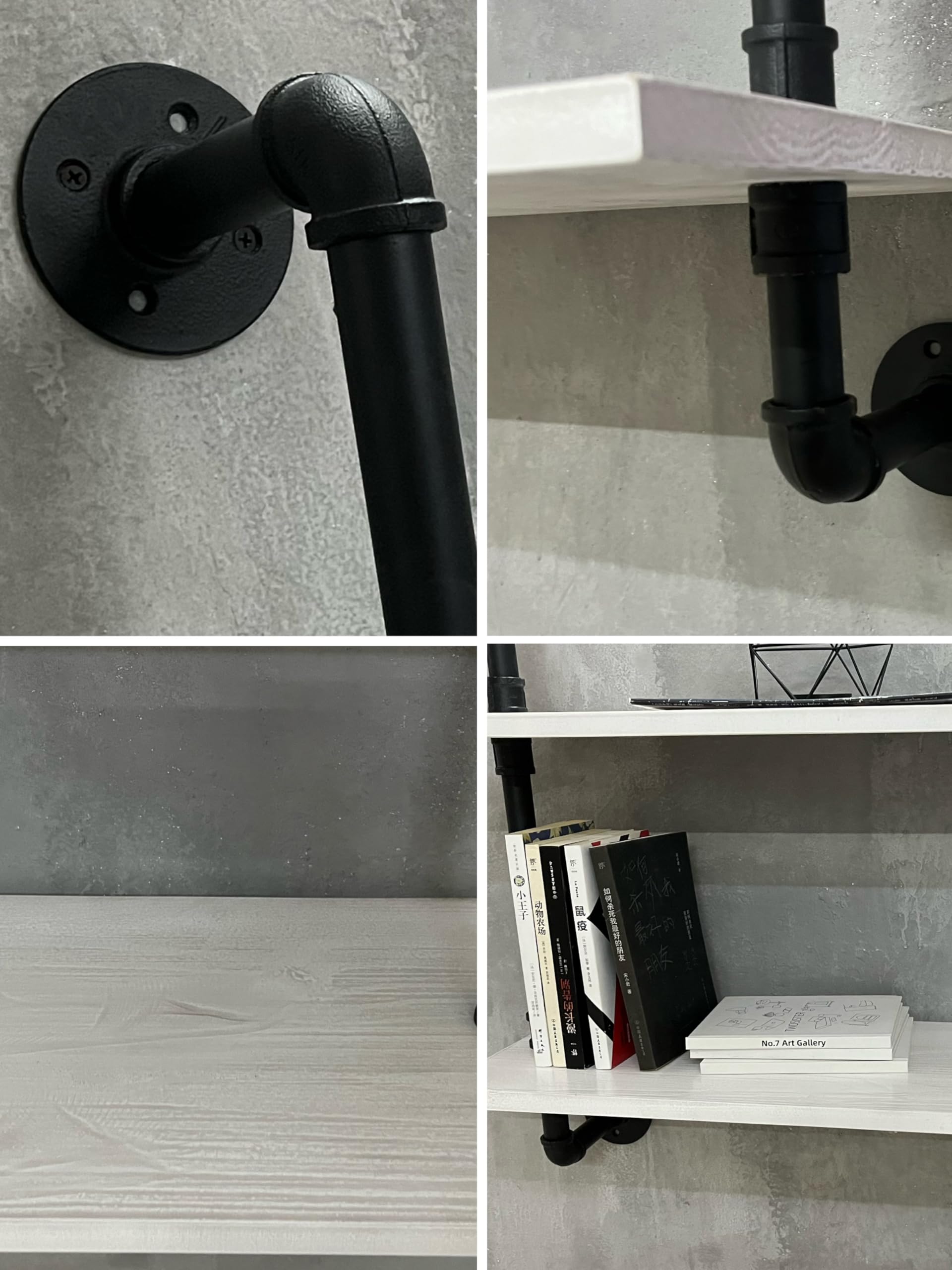 HDDFER Industrial Pipe Shelving Rustic White Pipe Wall Shelves Industrial Shelves with Wood Planks Industrial Floating Shelves 60 Inch Farmhouse Bathroom,Kitchen Shelving Wall Mounted