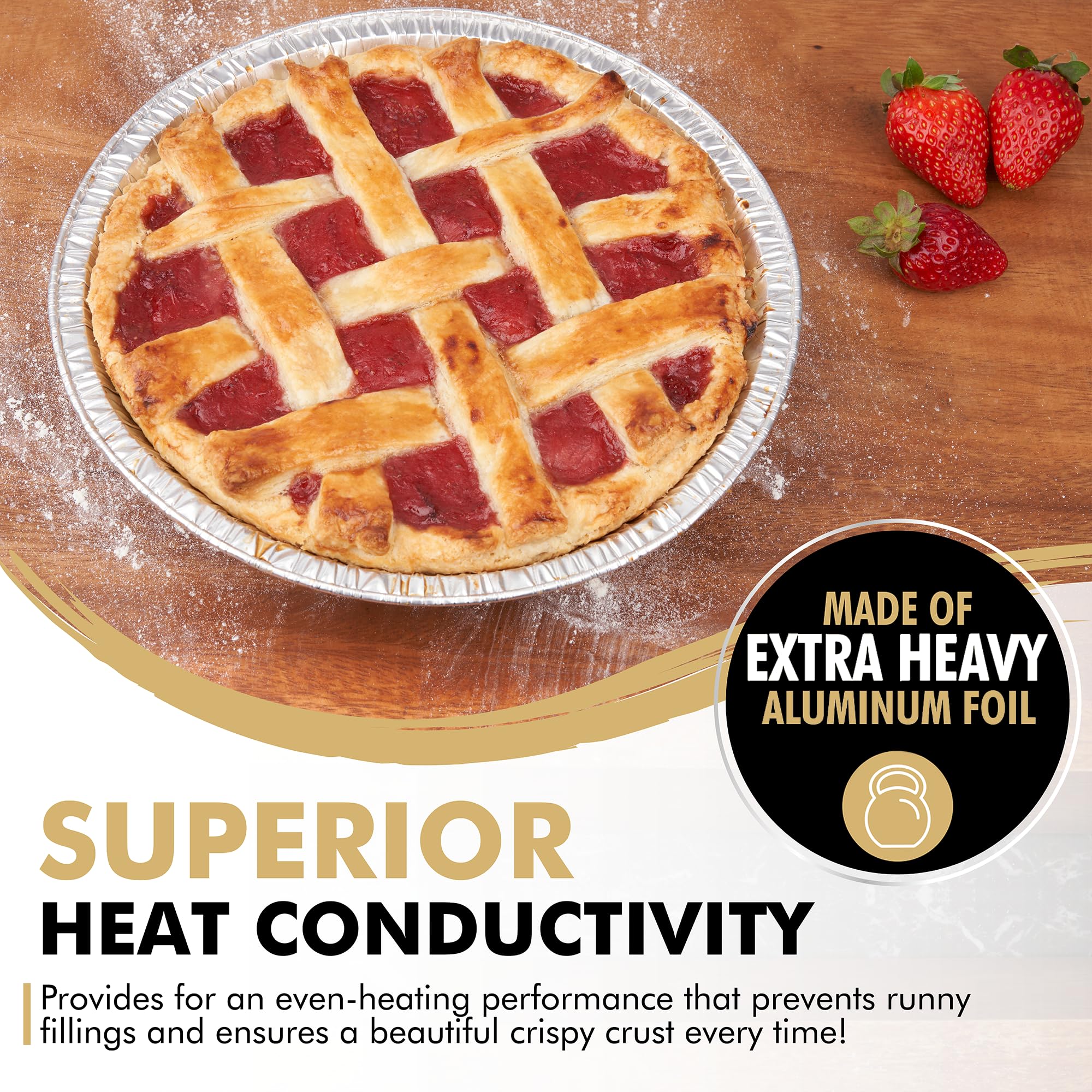 9" Pie Pans [50 Pack] - Heavy Duty Standard-Sized Disposable Aluminum Foil Pie Tins for Baking and Serving