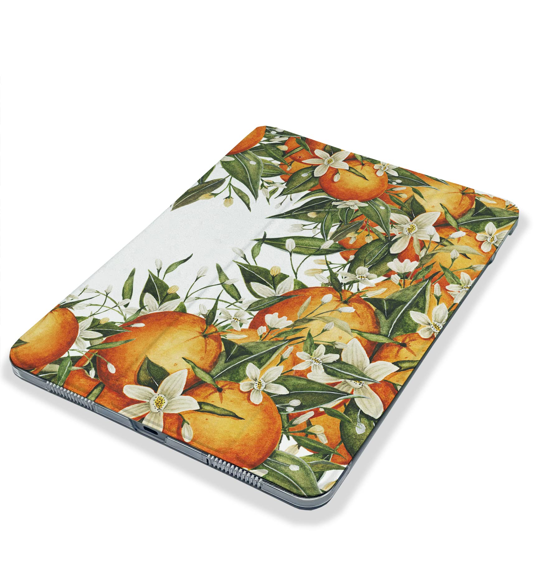 Cute Fruit Orange Flower case Compatible with iPad Mini Air Pro 7.9 8.3 9.7 10.2 10.9 11 12.9 inch Pattern Cover New 2022 2021 Trifold Stand 3 4 5 6 7 8 9 Generation 463 (12.9 Pro 3/4/5 gen)