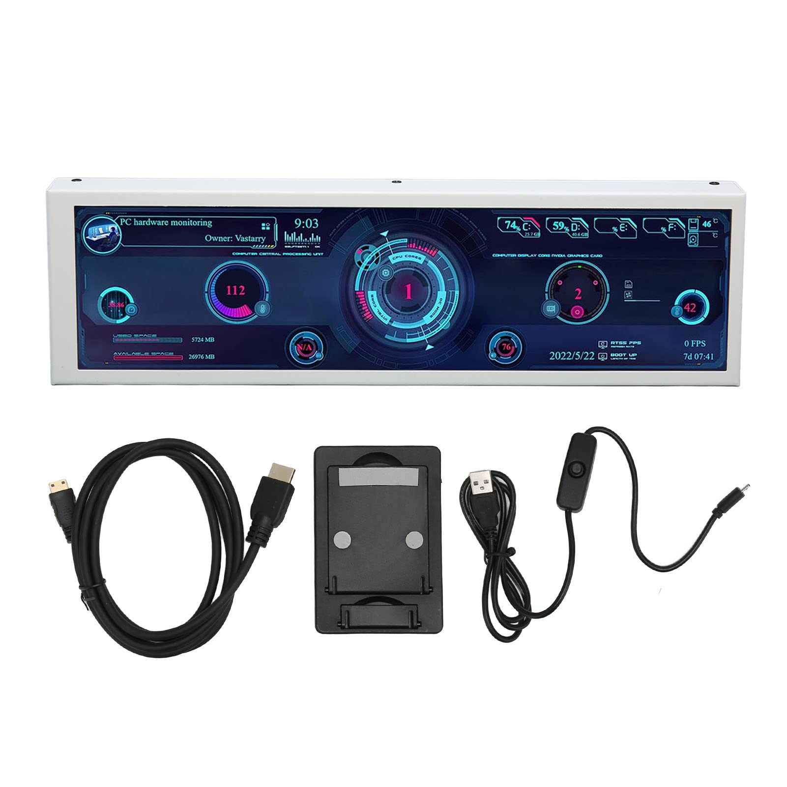 8.8Inch Display Computer Temp Monitor, CPU Hardware External Expansion Display High Resolution Screen Data Monitor for Computer Case PC , PC Sensor Panel Secondary Screen