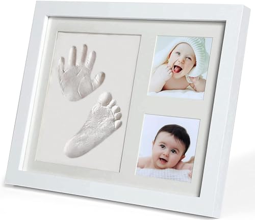 PewinGo Baby Footprint Kit,Baby Clay Hand and Footprint Kit,Newborn Baby Handprint Kit,Baby Keepsake Frames for First Mothers Day Gifts,Personalized Baby Shower Gifts for New Mom,New Parents