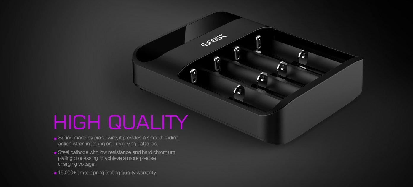 Efest LUSH Q4 Intelligent LED Battery Charger for 20700 / 18650 / 26650 / 26500 / 18500 / 18350 / 17340 / 16340 / 14500 / 10440