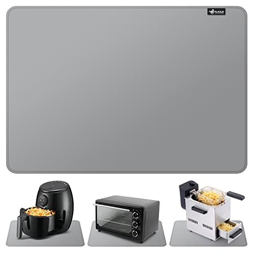 FLASLD Heat Resistant Mat for Air Fryer Site on, Fireproof Silicone Mats for Kitchen Counter, Countertop Protector, No-slip and Waterproof (16"X24", Gray)