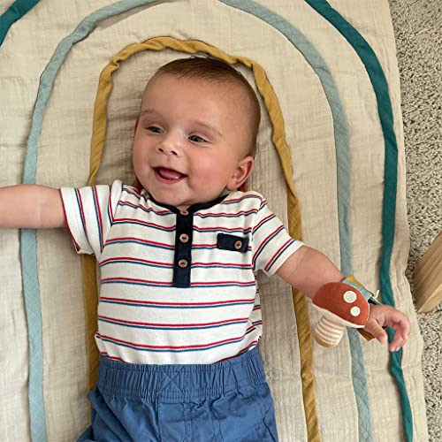 Itzy Ritzy Wrist Rattle β Wearable Itzy Bitzy Rattle for Babies; Made of Soft Cotton and Easily Attaches to Wrist; Makes Gentle Rattle Sound; Mushroom
