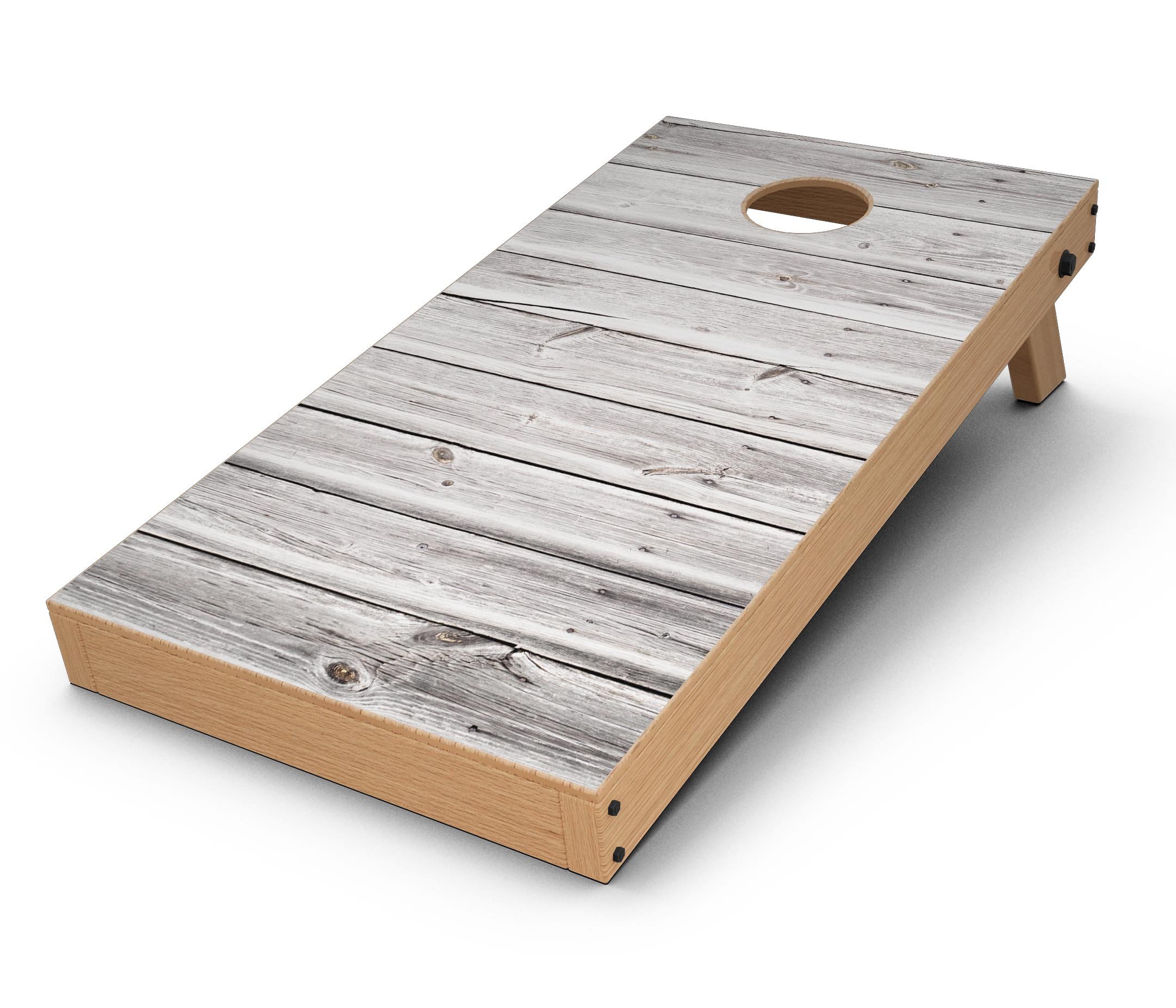 Design Skinz Wood Skin Set for Cornhole (Skin Only) - Aged White Wood Planks
