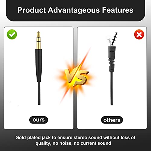 Saipomor SoundTrue Replacement Audio Cords for Bose 700 OE2 OE2i QuietComfort45 QC25 QC35II QC35 QC45 Soundlink SoundlinkII Headphones(Black)