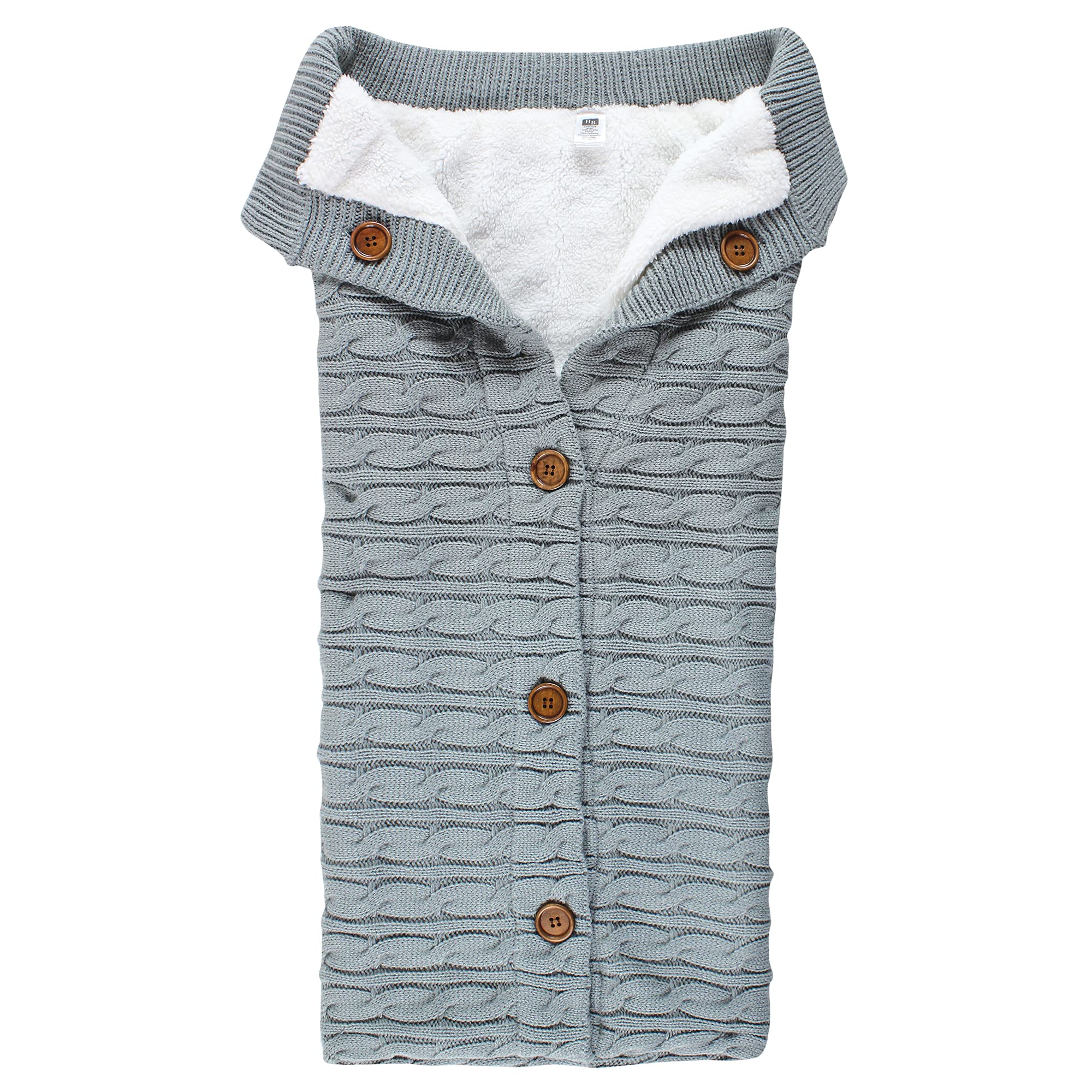 Hudson Baby Unisex Baby Sherpa Knitted Baby Lounge Stroller Wrap Sack, Gray, One Size