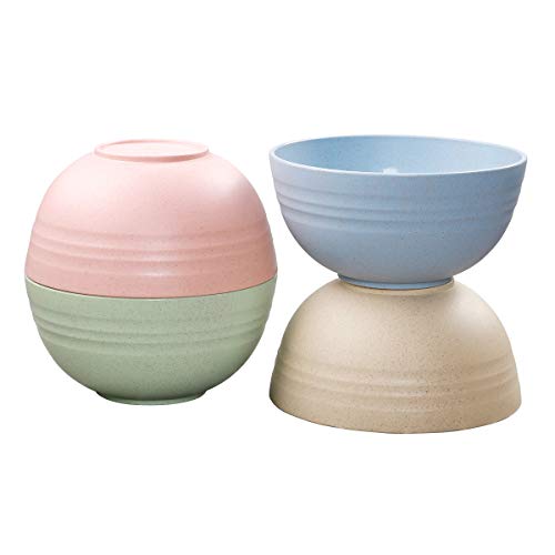 Unbreakable Cereal Bowls - 24 OZ Wheat Straw Fiber Lightweight Bowl Sets 8 - Dishwasher & Microwave Safe - for,Rice,Soup Bowls