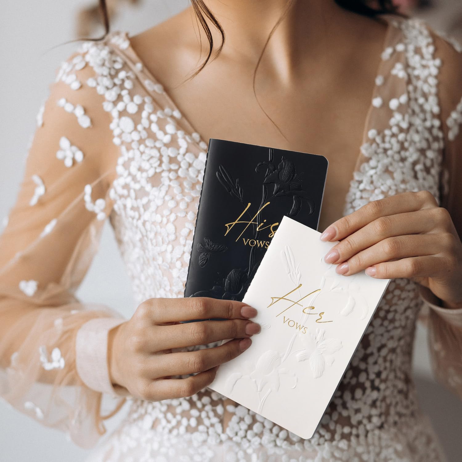 molekaus Vow Books,for Wedding Vow Books Wedding Gift for Bride and Groom Vows Book his and Hers with 28 Pages-5.5 * 3.5 in Wedding Notebook with Gilded Font Set of 2 (White and Black)