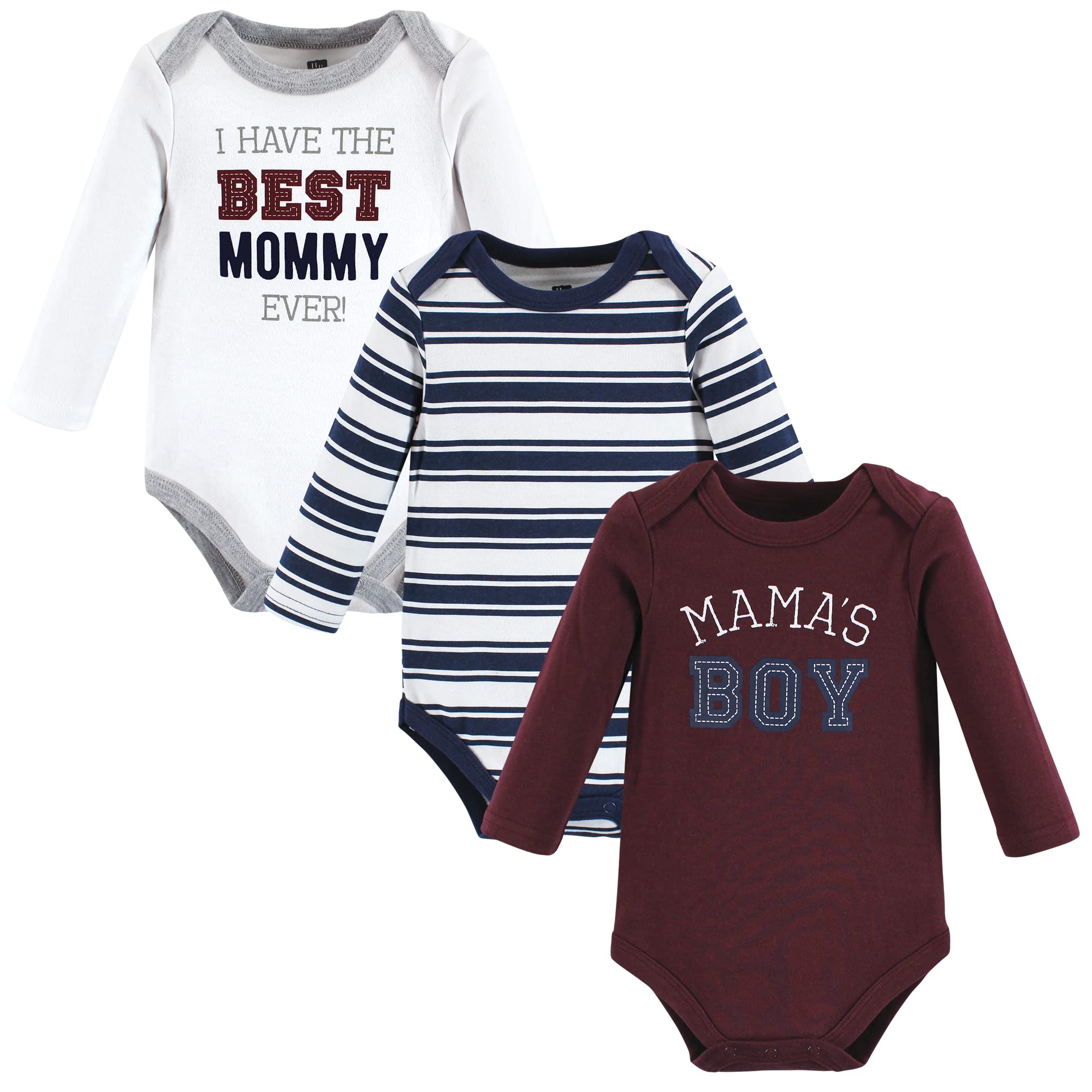 Hudson Baby Unisex Baby Cotton Long-Sleeve Bodysuits Mamas Boy, 9-12 Months