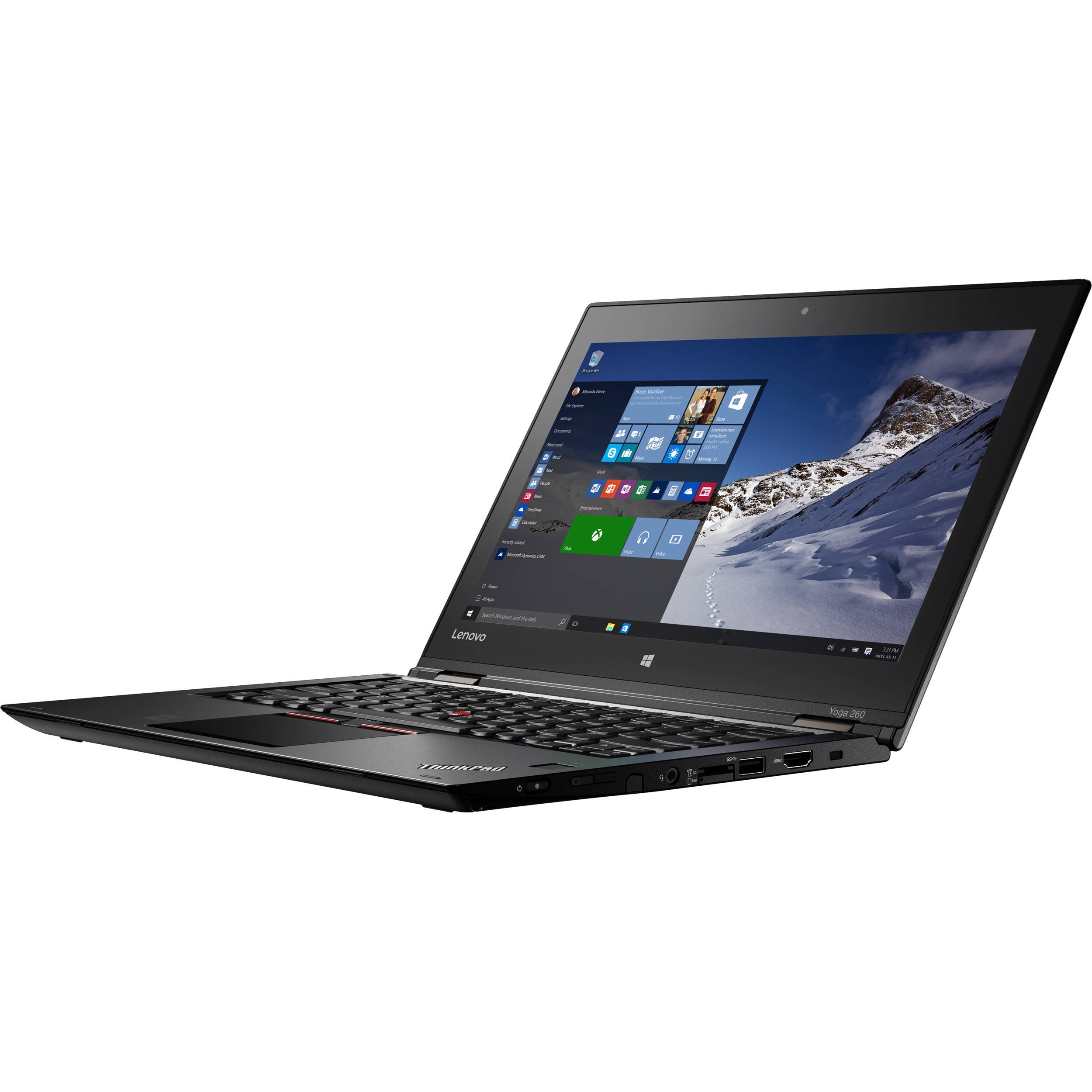 Lenovo Thinkpad Yoga 260 2-in-1 Business Laptop - 12.5" IPS Touchscreen (1366x768), Intel Core i5-6200U, 180GB SSD Opal2, 8GB DDR4, Backlit Keyboard, Windows 10 Professional 64-bit - Black