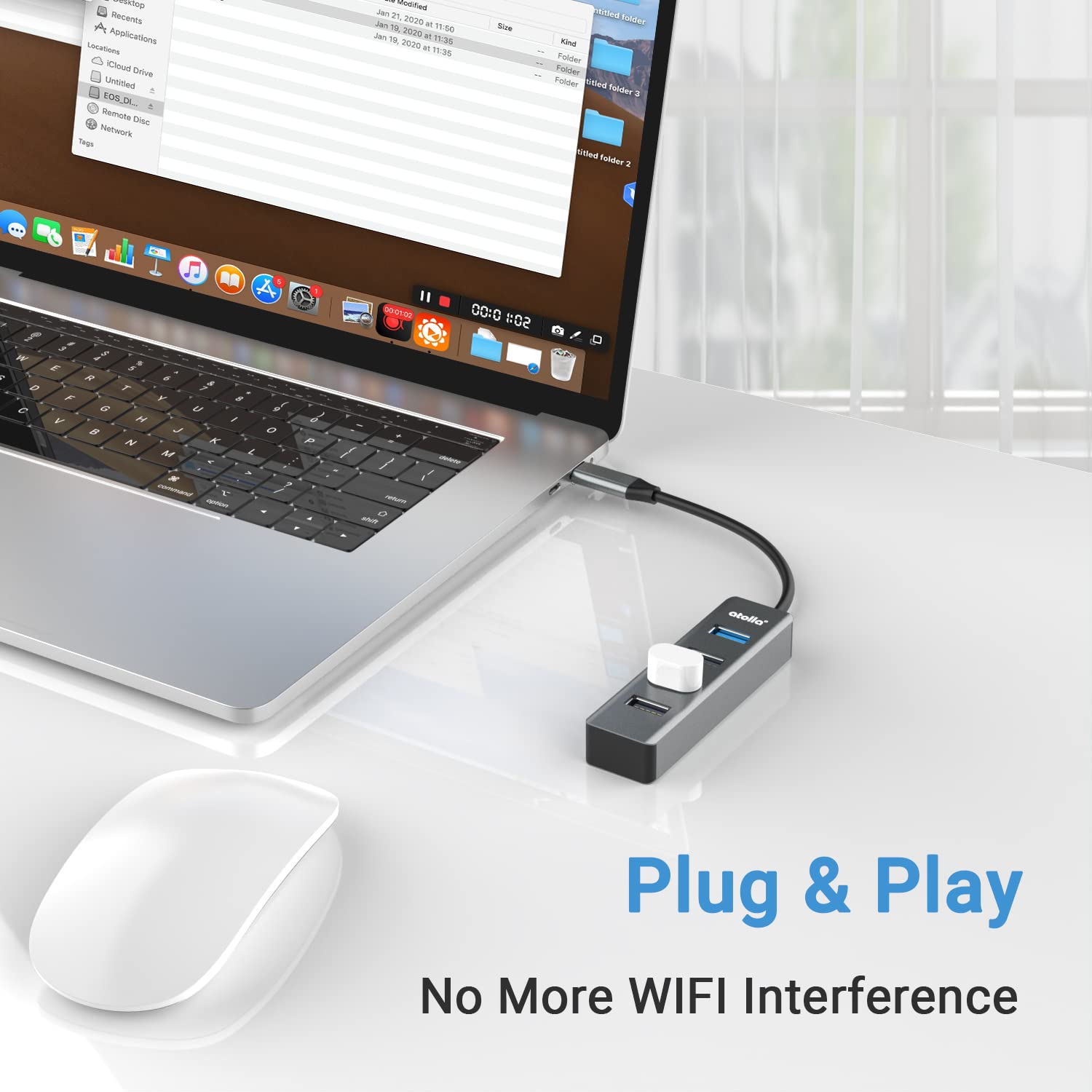 atolla USB C Hub, Aluminum USB C to USB Adapter with USB 3.0 Port & 3 USB 2.0 Ports for MacBook Pro/Air, iPad Pro, Chromebook, XPS and More