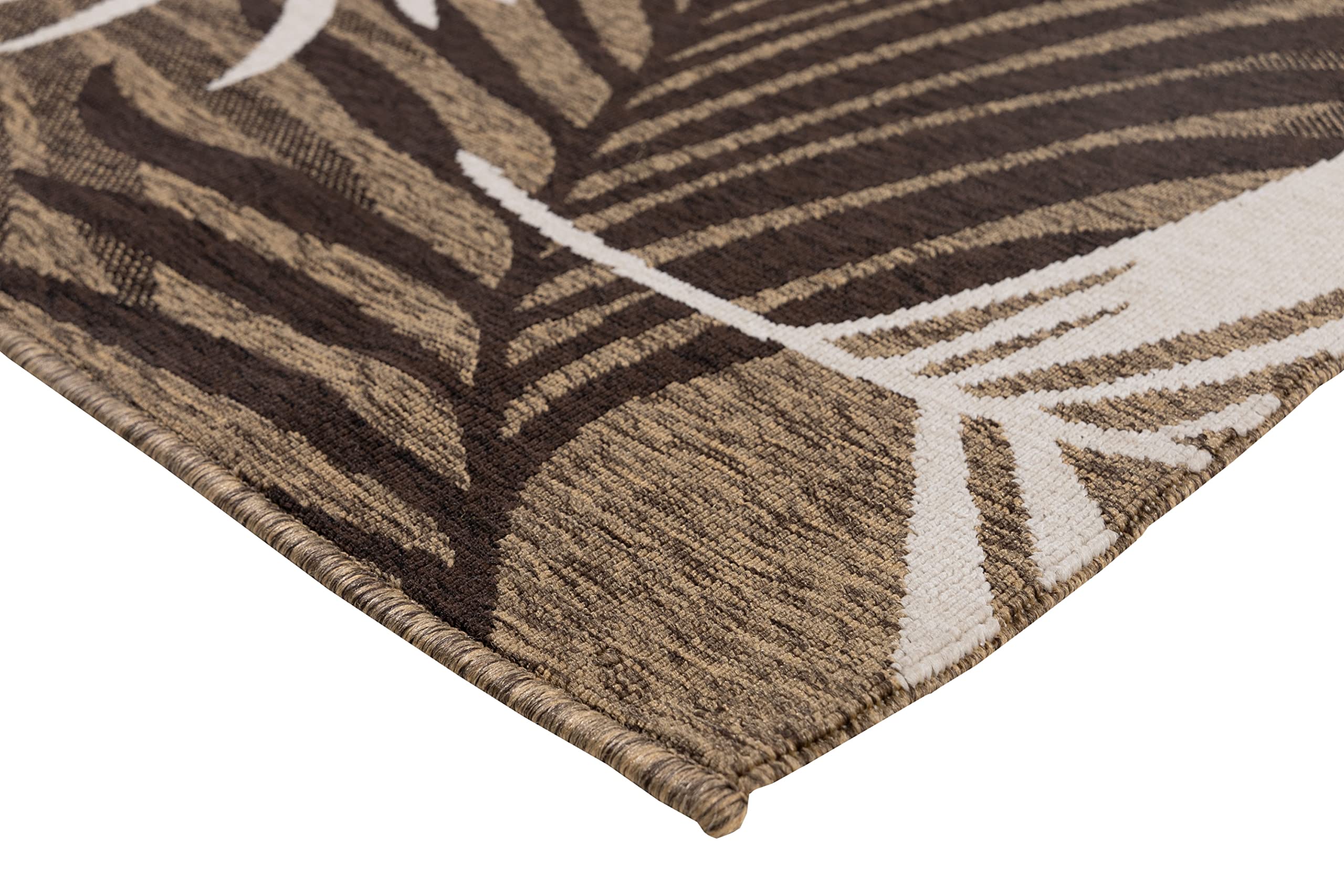 GAD Yarpeq Premium Tropical Palm Tree Leaves Indoor Outdoor Area Rug (Brown-Green, 2'7"x 3'3" Mat)