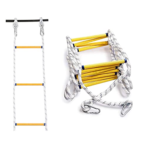 LQX Rope Ladder Emergency Escape Safety Ladder with Hooks Flame Resistant Soft Fast to Deploy, for Home Outdoor Climbing Office Buildings Playground/3M