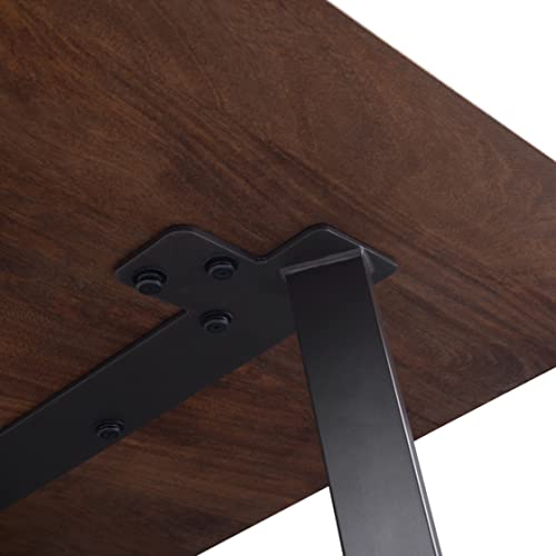 SIMPLIHOME Watkins SOLID MANGO WOOD 72 inch x 36 inch Rectangle Industrial Contemporary Dining Table with Inverted Metal Base in Dark Brown, for the Dining Room and Kitchen, Industrial Contemporary