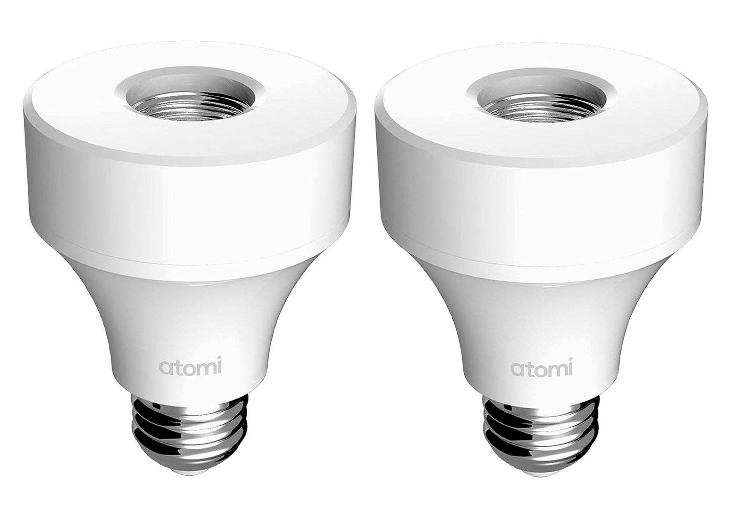 Atomi 2pk Smart Socket WiFi Bulb Adapter, Google & Alexa Compatible