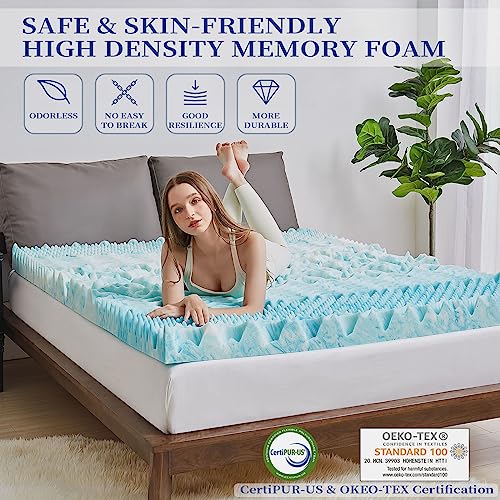 DQZ 2 Inch Queen Mattress Topper 7-Zone Memory Foam Mattress Topper - Cooling Gel Foam Mattress - Upgraded Soft Mattress Pad - Ergonomics Mattress Pad - CertiPUR-US and Oeko-TEX Certification