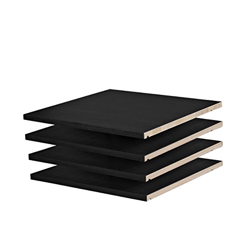 Palace Imports 100% Solid Wood Set of 4 Small Shelves for Family Wardrobe ONLY, Java, 16 Metal Pins Included