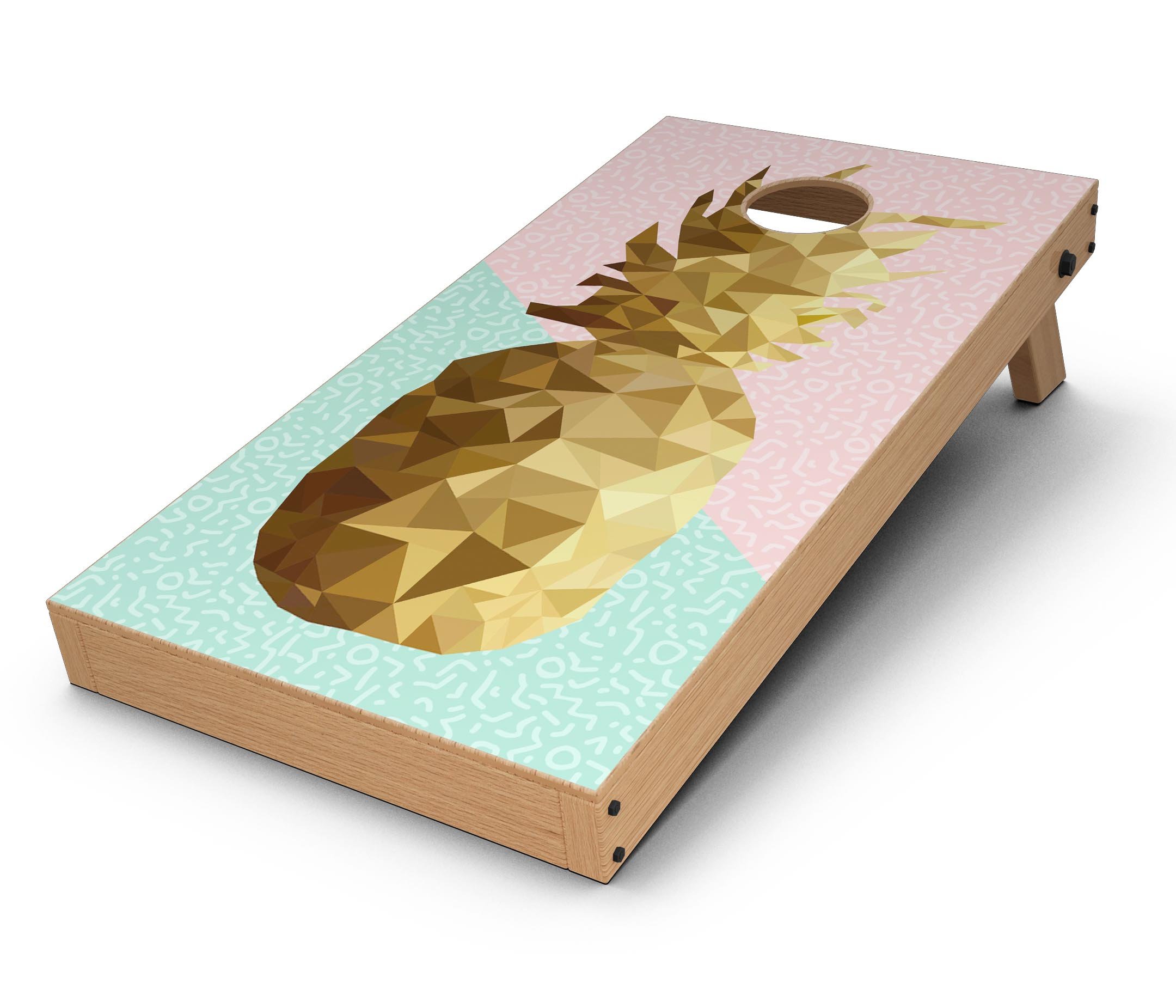 Design Skinz Summer Tropical Skin Set for Cornhole (Skin Only) - Geometric Summer Pineapple v1