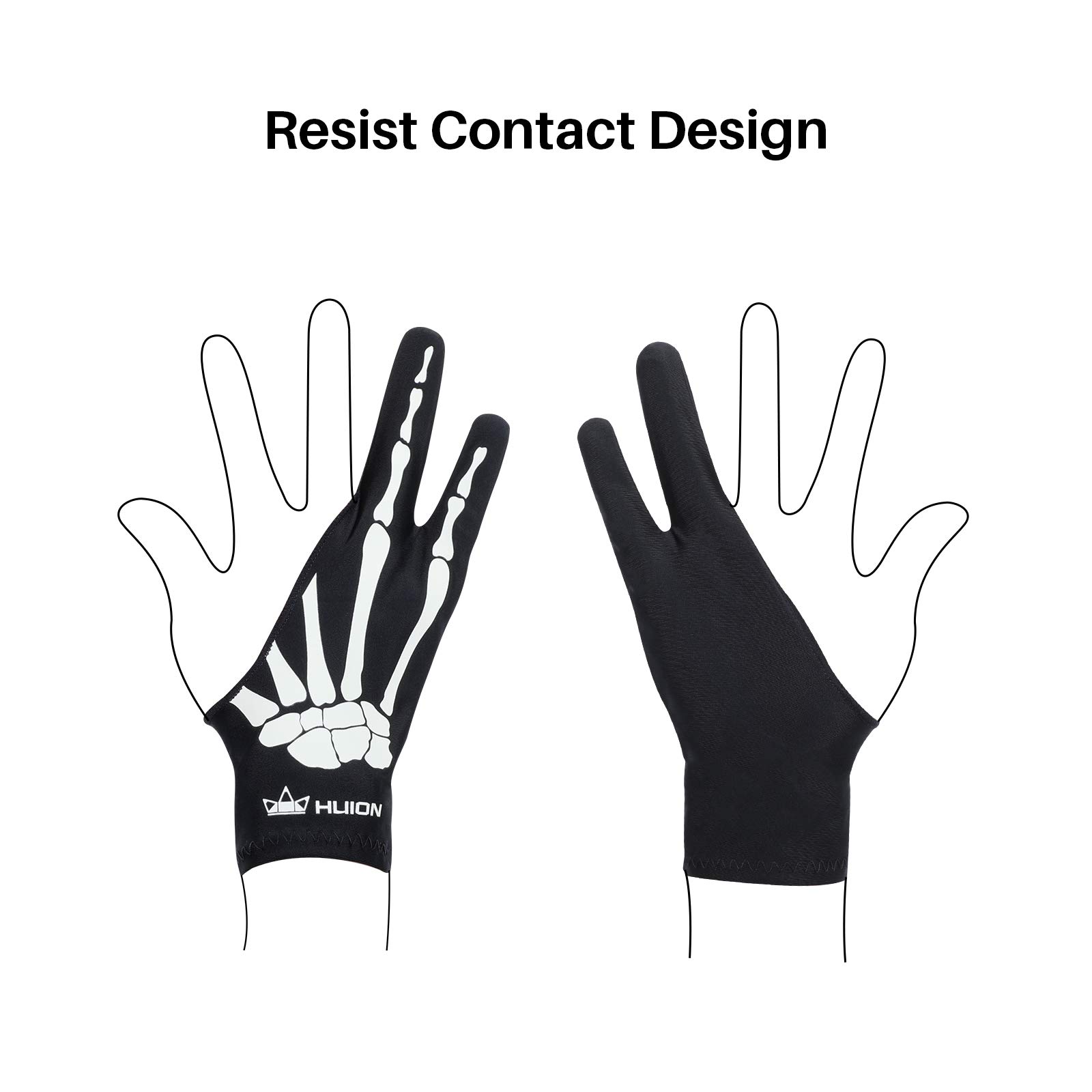 HUION Skeleton Artist Glove for Graphic Drawing Tablet Pad Monitor Painting, Paper Sketching, Suitable for Left and Right Hand