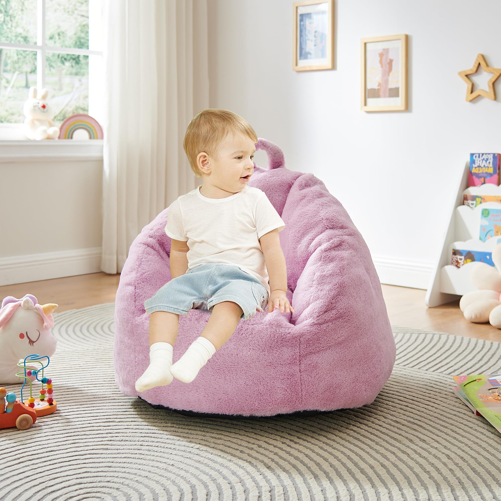 Ulax furniture Kids Couch, Mini Sofa Couch, Kids Bean Bag Chair, Ideal for Toddlers (Pink)