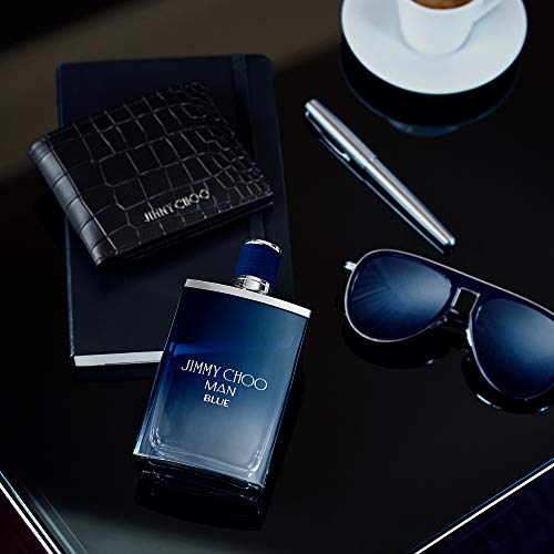 JIMMY CHOO Man Blue Eau de Toilette - Long Lasting Fragrance with notes of Black Pepper, Cypress & Vanilla Bean - Leathery & Woody - 3.3 fl. oz.