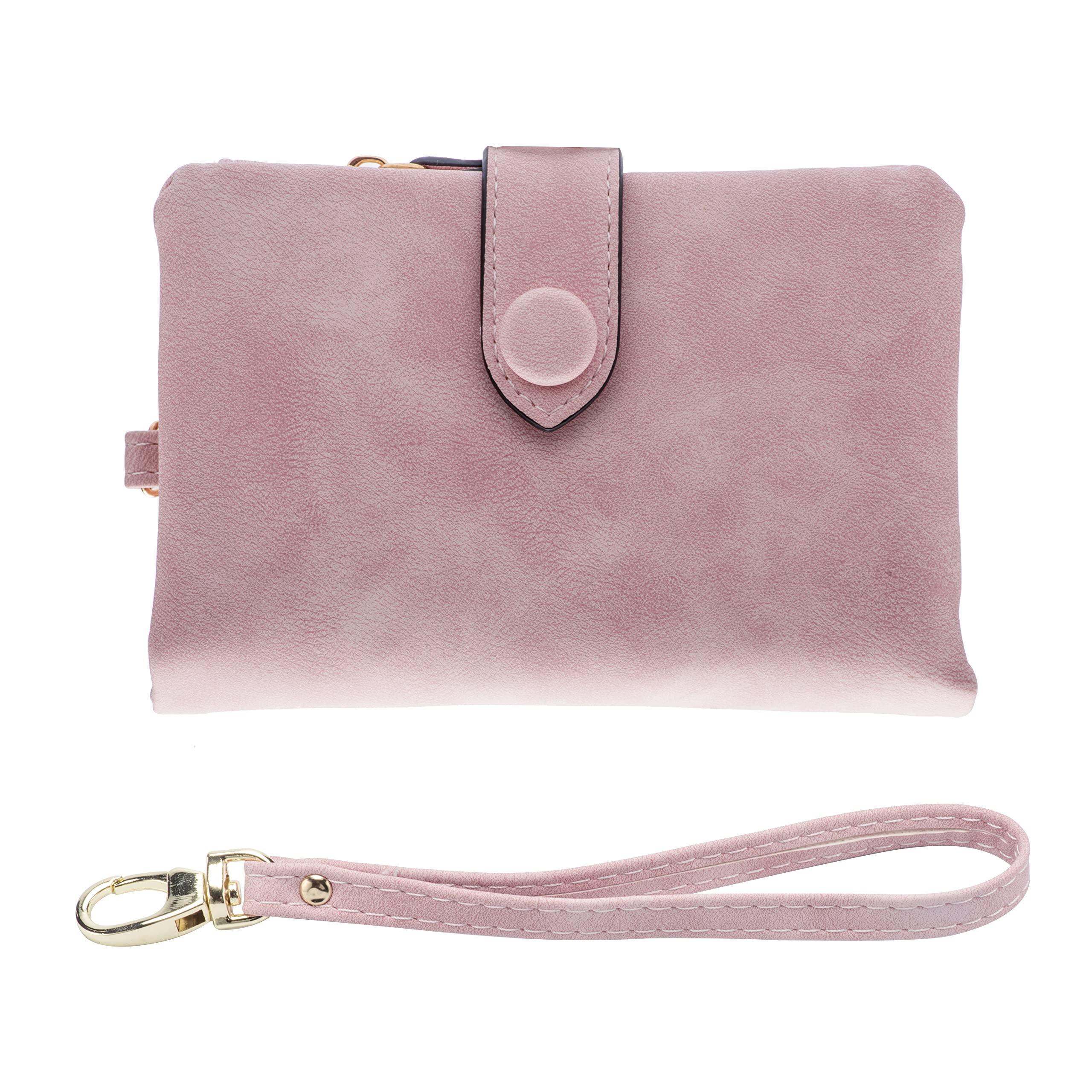 COKOK RFID Blocking Small Women Wallet Soft PU Leather Ladies Wallets Bifold Purse Zipper Pocket Card Case Purse Mini Wristlet Clutch with Wrist