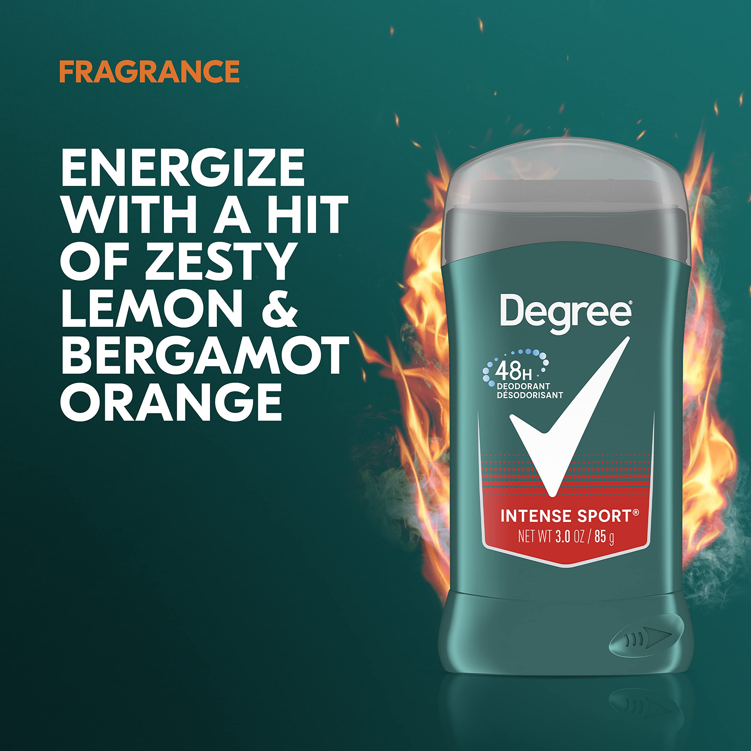 Degree Men Original Aluminum Free Deodorant for Men, 48-Hour Odor Protection, Intense Sport, 3 Ounce (Pack of 6)