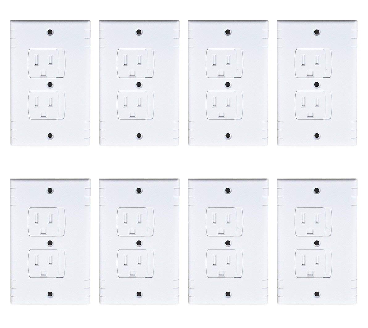 A&S Creavention Self Closing Electrical Wall Outlet Covers, Child Proof Safety Universal Wall Socket Plugs, Automatic Sliding Cap Cover Standard Wall Outlet Plate (8 Pack)