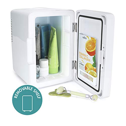 LED Lighted Mini Fridge with Mirror Door, White