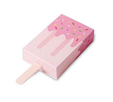 Pack of 50 Ice cream shape gift Candy boxes,kids party,favor box,Popsicle Candy Folding Paper Box Korean Cartoon Drawer Cute (Pink)