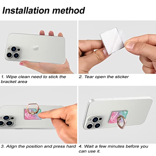 DaBuBu Multi-Function Mounts and Holder Three Pack Colorful Marble Metal Phone Ring Stand for Cellphones&Tablets
