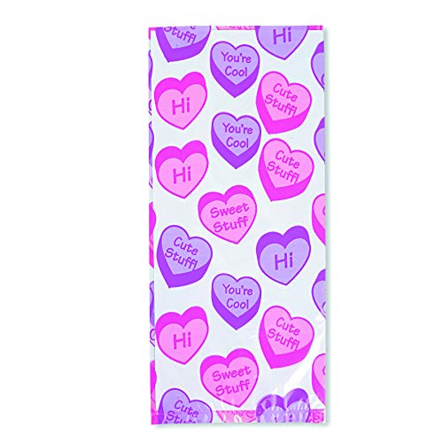 Fun Express Valentine Cello Bag Assortment (60 pieces) Valentine's Day Party Supplies, Cellophane Bags, Classroom Party Supplies