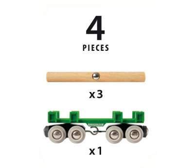 BRIO World - 33696 Lumber Loading Wagon | 4 Piece Toy Train Set for Kids | FSC-Certified Wooden Components | Ideal for Ages 3 and Up - Green