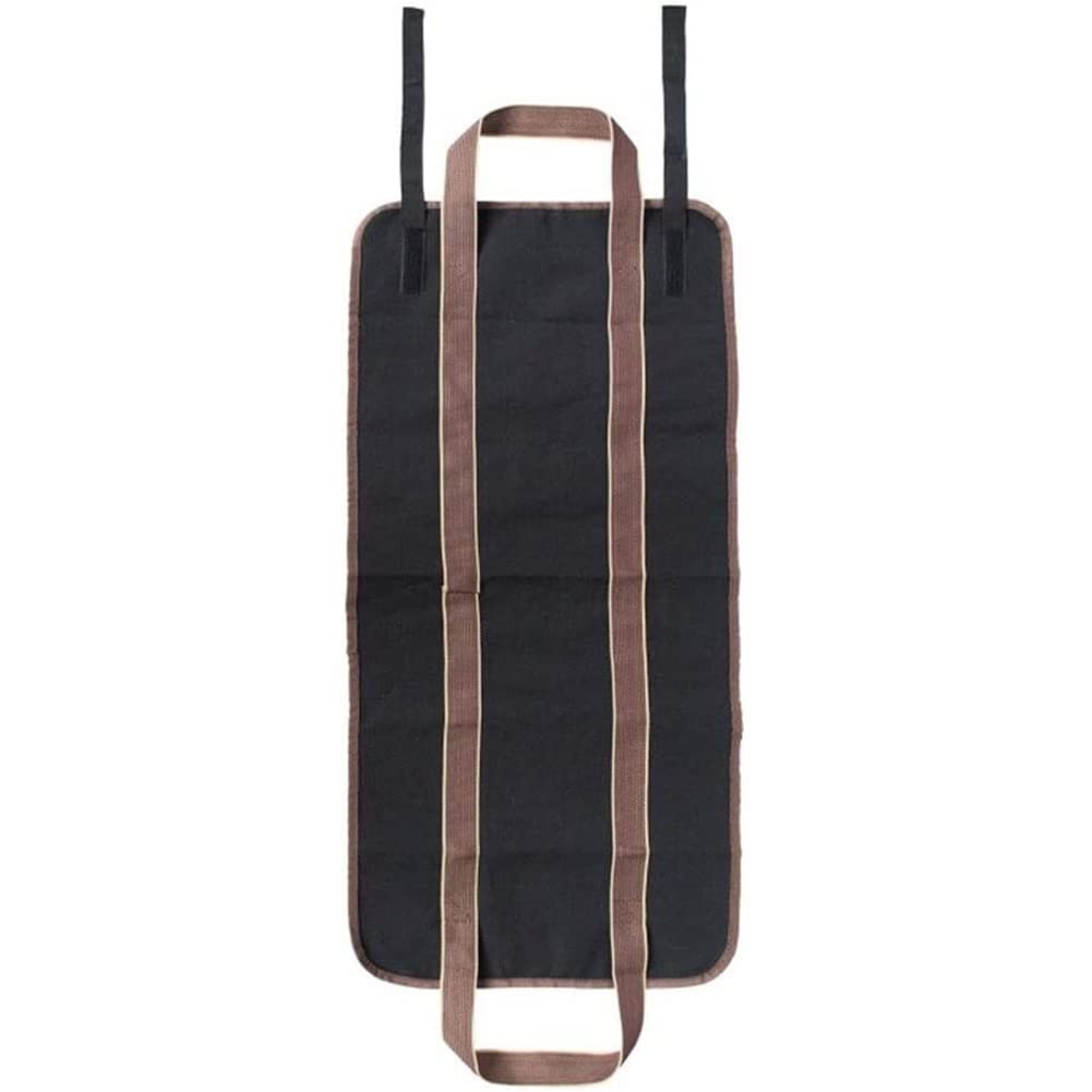 Dehydrator Fireplace Carrier Waxed Canvas Fire Place Sturdy Wood Carring Bag, with Handles Security Strap for Camping Indoor Firewood Logs, Black