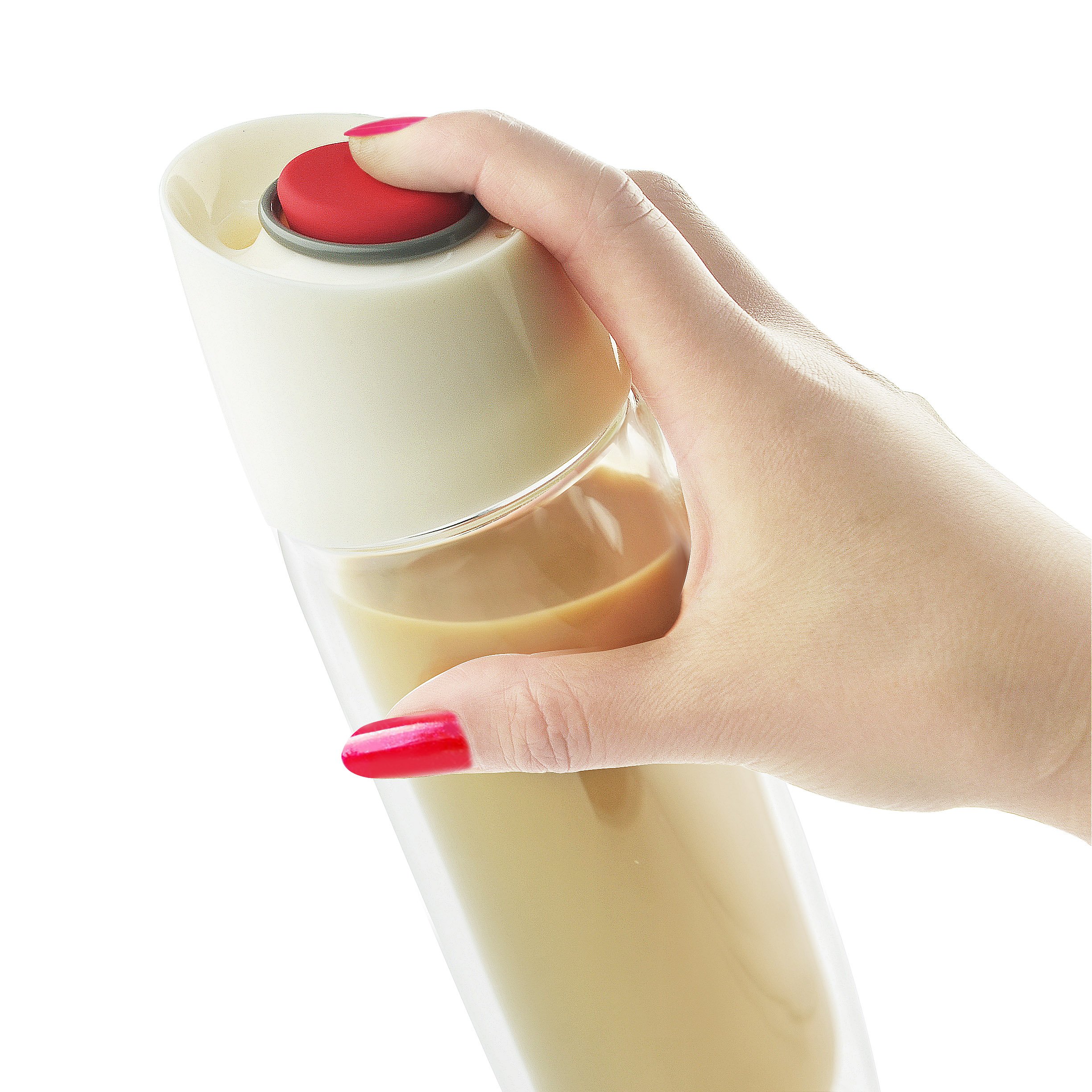 Asobu Simply Clear Insulated Glass Water Bottle/Travel Mug, 14-Ounce, Red