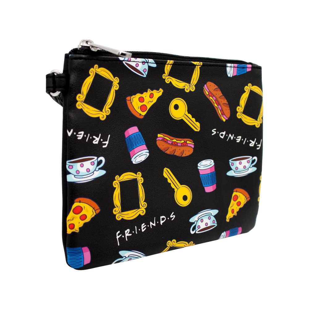 Buckle Down Friends Wallet, Single Pocket Wristlet, Television Show Icons Collage, Black, Vegan Leather