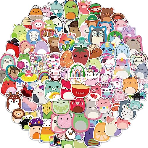 Cute Squishmallows Stickers 100 Pack Cartoon Animal Aesthetic Sticker Decals for Kids Grils Boys Teens Squishmallows Stickers for Water Bottle Notebooks Party Favor Bags and Centerpieces