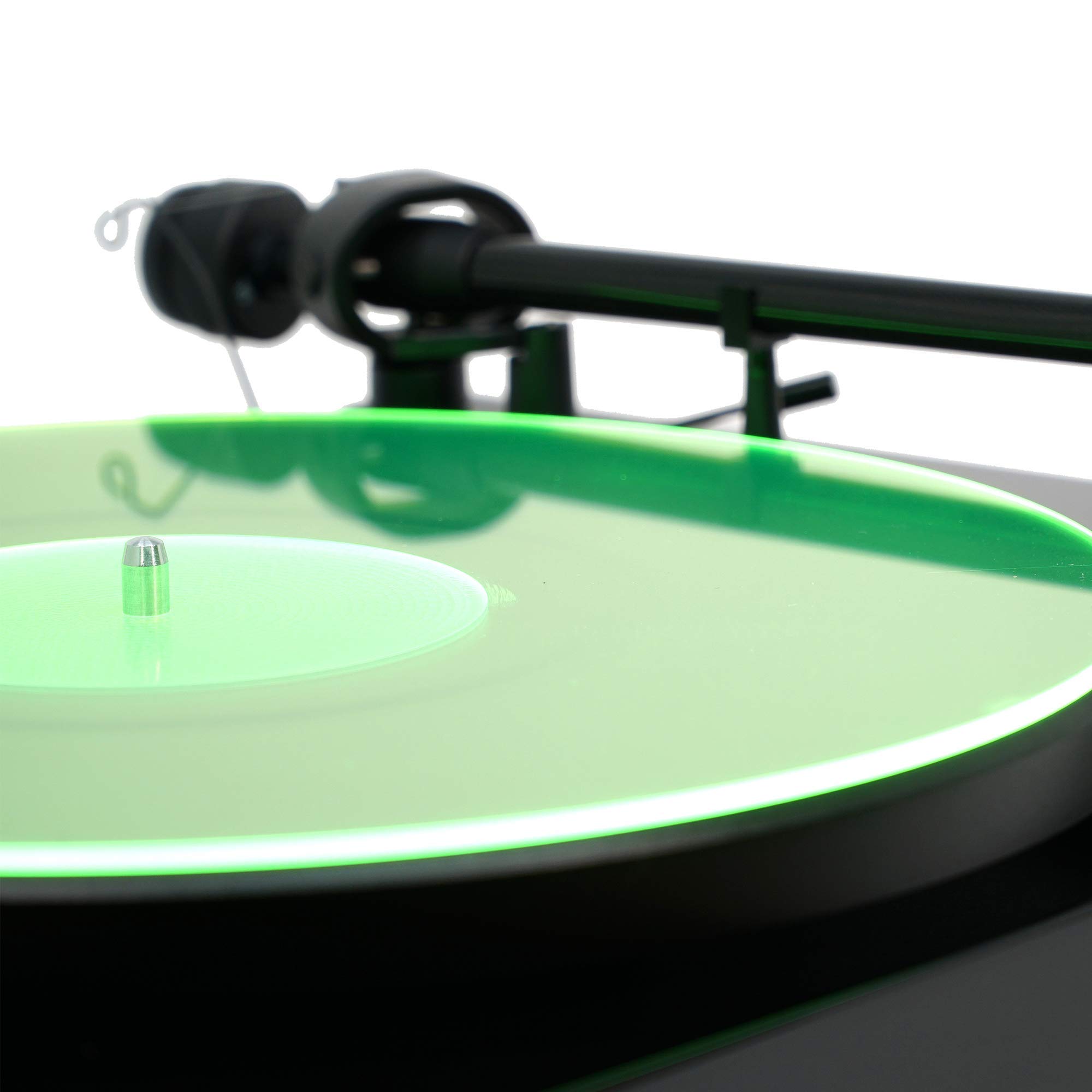 Acrylic Turntable Mat - 11.75" Greenlit Vinyl Record Acrylic Mat - Precision Machined Acrylic Turntable Platter Mat w/Record Label Recess - See-Through Record Mat for Standard 12" Turntable Platters