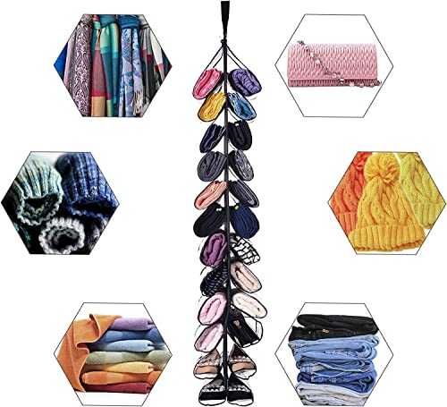 Legging Storage Bag Storage Hanger Can Holds 24 Leggings or T-shirt Shirts Jeans Compartment Storage Hanger, Foldable Leggings Organizer Clothes Portable Closets Roll Holder (Black)