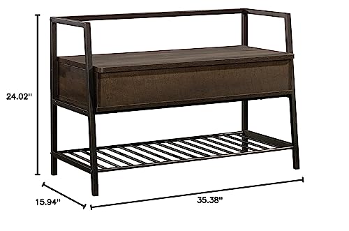 Sauder North Avenue Storage Bench, Smoked Oak finish