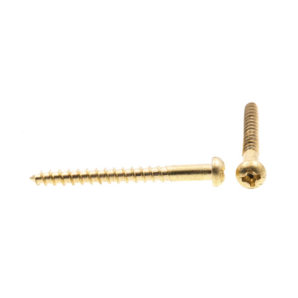 Prime-Line 9207499 Wood Screws, Round Head, Phillips Drive, #6 X 1-1/2 In., Solid Brass (25 Pack)