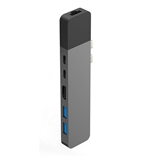 Hyper - HyperDrive NET 6-in-2 Hub for USB-C for MacBook Pro/Air - HDMI 4K60Hz HDR, USB-C 40Gbps 100W PD, USB-C 5Gbps 60W PD, 2 x USB-A 3.0, Gigabit Ethernet - Space Gray