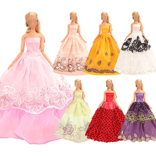 BARWA 5 Pcs Handmade Doll Clothes Wedding Gowns Party Dresses for 11.5 inch Dolls (A:5 Pcs Dresses(Random Style))